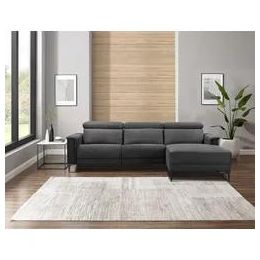 Ecksofa Home Affaire "Lund, L-Form, 261cm, man. o. elektr. Relaxfunktion (mit USB-A)", grau (anthrazit), B:261cm H:97cm T:179cm, Webstoff 100% Polyester, Sofas, und Kopfteilverstellung