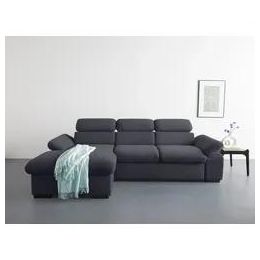 Ecksofa COTTA "Lola L-Form mit Kopfteilfunktion & Hocker", schwarz, B:250cm H:73cm T:165cm, 90% Polyester, 10% Polyamid, Sofas, wahlweise mit Bettfunktion, Bettkasten & Armteilverstellung