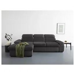 Ecksofa COTTA "Lola L-Form mit Kopfteilfunktion & Hocker", braun (mud), B:250cm H:73cm T:165cm, 100% Polyester, Sofas, wahlweise mit Bettfunktion, Bettkasten & Armteilverstellung