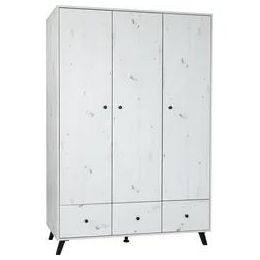 Kleiderschrank Arthur Berndt "Kinderkleiderschrank »Lavea« 3-türig", Baby, Gr. B/H/T: 130cm x 191cm x 51cm, 3 Stk., weiß, Hartfaserplatte, Holzwerkstoff, Kunststoff, Metall, fühlbare Struktur, Schränke Kinderkleiderschrank