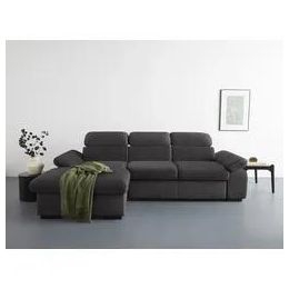Ecksofa COTTA "Lola L-Form mit Kopfteilfunktion & Hocker", braun (mud), B:250cm H:73cm T:165cm, 100% Polyester, Sofas, wahlweise mit Bettfunktion, Bettkasten & Armteilverstellung