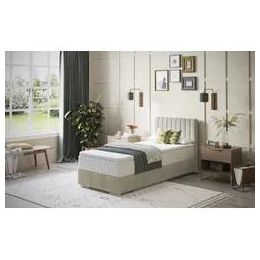 Boxbett Inosign "Thor mit Bettkasten, inkl. Matratze, Topseller", beige (aqua clean pascha 02 natur), B:96cm L:208cm, Baumwolle, Polyester, Komplettbetten, Boxspringbett, Topper und Zierkissen, in verschiedenen Härtegraden verfügbar