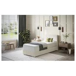 Boxbett Inosign "Thor mit Bettkasten, inkl. Matratze, Topseller", beige (stripes 8622 natur), B:96cm L:208cm, Komplettbetten, Boxspringbett, Topper und Zierkissen, in verschiedenen Härtegraden verfügbar