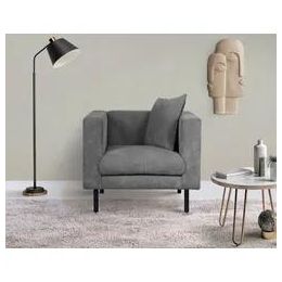 Sessel Home Affaire "Lillibeth Cocktailsessel, Loungesessel, Maße B/T/H: 90/74/83 cm", grau, B:90cm H:83cm T:74cm, 100% Polyester, Sessel, Einzelsessel, Zierkissen als Wendekissen 45x45 cm, in Samtoptik oder Cord