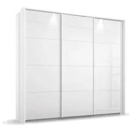 Schwebetürenschrank Rauch "Kleiderschrank Schrank Garderobe OTELI inkl. 3 Innenschubladen", weiß (weiß, hochglanz weiß), B:211cm H:233cm T:68cm, Holzwerkstoff, Schränke, inkl. Passepartout optional mit Beleuchtung