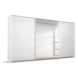 Schwebetürenschrank Rauch "Kleiderschrank Schrank Garderobe OTELI inkl. 3 Innenschubladen", weiß (weiß, hochglanz weiß), B:368cm H:233cm T:68cm, Holzwerkstoff, Schränke, mit Mittelspiegel und Passepartout optional mit Beleuchtung