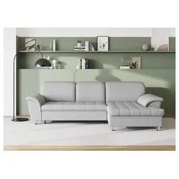 Ecksofa DOMO collection "Franzi Steppung im Sitzbereich B7T/H: 278/162/80 cm, L-Form", silber, B:278cm H:80cm T:171cm, Flachgewebe (100% Polyester);Chenille (100% Polyester), Sofas, wahlweise mit Bettfunktion, Bettkasten und Kopfteilverstellung, Topseller