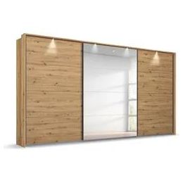 Schwebetürenschrank Rauch "Kleiderschrank Schrank Garderobe OTELI inkl. 3 Innenschubladen", braun (eiche artisan), B:368cm H:233cm T:68cm, Holzwerkstoff, Schränke, mit Mittelspiegel und Passepartout optional mit Beleuchtung