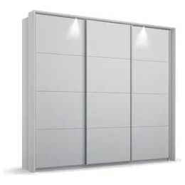 Schwebetürenschrank Rauch "Kleiderschrank Schrank Garderobe OTELI inkl. 3 Innenschubladen", grau (seidengrau), B:211cm H:214cm T:68cm, Holzwerkstoff, Schränke, inkl. Passepartout optional mit Beleuchtung