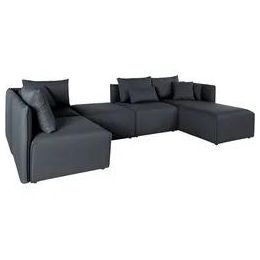 Wohnlandschaft Andas "Nöre U-Form", grau (anthrazit), B:340cm H:74cm T:172cm, Struktur fein (100% Polyester);Struktur (100% Polypropylene);Webstoff (100% Polyester);Samtoptik (100% Polyester);Luxus-Microfaser Lederoptik (100% Polyester);Baumwoll-/Leinenmix (60% Baumwolle/40% Leinen), Sofas, 5 Teile, in vielen Bezugsqualitäten und Farben s. auch "Nöre"
