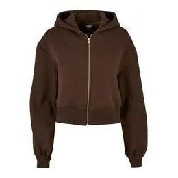 Sweatjacke Urban Classics "Urban Classics Damen Ladies Short Oversized Zip Jacket", Damen, Gr. 4 XL, braun, 65% Baumwolle, 35% Polyester, unifarben, Sweatjacken