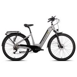 E-Bike SAXONETTE "Quantum Sport Wave" Gr. 50, silber (silberfarben, schwarz), Elektrofahrräder, 50cm, 28 Zoll (71,12cm), Pedelec, Elektrofahrrad für Damen u. Herren