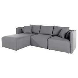 Ecksofa Andas "Nöre L-Form", grau (hellgrau), B:262cm H:74cm T:172cm, Samtoptik (100% Polyester);Struktur (100% Polypropylene);Webstoff (100% Polyester);Struktur fein (100% Polyester);Luxus-Microfaser Lederoptik (100% Polyester);Baumwoll-/Leinenmix (60% Baumwolle/40% Leinen), Sofas, 3 Teile, in vielen Bezugsqualitäten und Farben. Modulteile s. "Nöre"