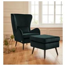 Sessel Home Affaire "Salla auch in Fellimitat und Feincord, viele Bezugsarten, Ohrensessel", grün (dunkelgrün), H:118cm T:94cm, Samtcord (92% Polyester 8% Polyamid);Struktur (100% Polyester);Struktur Hahnentritt (100% Polyester);Struktur fein (100% Polyester);Samtoptik (100% Polyester);Fellimitat (100% Polyestr), Sessel, Ohrensessel ohne Hocker Ohrensessel Ohrensessel mit Hocker, wahlweise mit ode