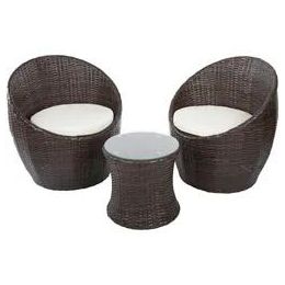 Gartenlounge-Set My Flair, braun (braun, braun, braun), Eisen, Glas, Polyrattan, Sitzmöbel-Sets, 2 Stühle, 1 Tisch