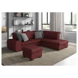 Sit & More Ecksofa SIT & MORE "Luxor L-Form", rot (bordeaux), B:259cm H:82cm T:224cm, Luxus-Microfaser ALTARA NUBUCK (100% Polyester);Soft clean (98% Polyester, 2% Polyamid);Struktur fein (100% Polyester), Sofas, wahlweise mit Bettfunktion, Stauraum und Kopfteilverstellung