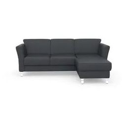 Sit & More Ecksofa SIT & MORE "Visby L-Form", grau (dunkelgrau), B:248cm H:87cm T:162cm, Sofas, wahlweise mit Bettfunktion und Bettkasten, frei im Raum stellbar
