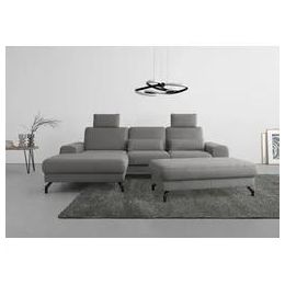 Sit & More Ecksofa SIT & MORE "Cinturo L-Form", grau, B:283cm H:88cm T:175cm, Sofas, inklusive Sitztiefenverstellung und Federkern, Sitzhöhe 45 cm