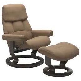 Relaxsessel stressless "Ruby", braun (latte batick), B:88cm H:99cm T:77cm, Leder BATICK: BATICK ist ein leicht korrigiertes, durchgefärbtes und genarbtes Möbelleder, bei dem die meisten Unebenheiten und Spuren in der Regel entfernt wurden.;Leder PALOMA: PALOMA ist ein durchgefärbtes Semianilin-Möbelleder mit natürlicher Narbung., Sessel, mit Classic Base, Größe L, Gestell Eiche, Wenge, Braun & Sch