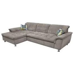Ecksofa DOMO collection "Franzi Steppung im Sitzbereich B7T/H: 278/162/80 cm, L-Form", grau (taupe), B:278cm H:80cm T:171cm, Flachgewebe (100% Polyester);Chenille (100% Polyester), Sofas, wahlweise mit Bettfunktion, Bettkasten und Kopfteilverstellung
