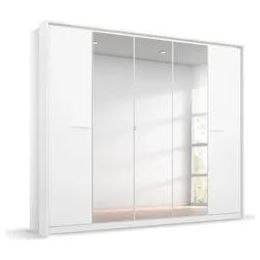 Drehtürenschrank Rauch "Kleiderschrank Schrank Garderobe Wäscheschrank Ankleide OTELI", weiß, B:230cm H:231cm T:58cm, Holzwerkstoff, Schränke, mit Mittelspiegel und Passepartout optional mit Beleuchtung