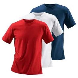 H.I.S. T-Shirt H.I.S, Herren, Gr. 5/M, bunt (weiß, rot, marine), Jersey, Obermaterial: 100% Baumwolle, unifarben, Basic, bequem normal, Rundhals, abgesteppte Kante, Shirts, aus Baumwolle perfekt als Unterziehshirt