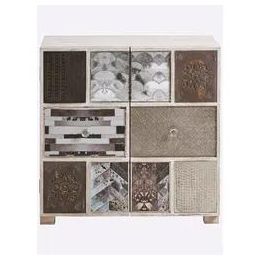 Kommode Heine HOME, weiß (weiß, gewischt), B:85cm H:85cm T:35cm, MDF, Metall, Polyurethan, Sideboards