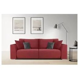 3-Sitzer Inosign "BEATRICE auch als Schlafsofa mit Bettkasten, B/T/H 250/107/92 cm", rot, B:250cm H:92cm T:107cm, Sofas, wahlweise mit Bettfunktion, incl. 2 Zierkissen, Wellenfederung