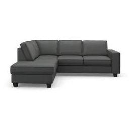 Ecksofa Home Affaire "County L-Form", grau (anthrazit), B:236cm H:81cm T:213cm, Luxus-Microfaser (100% Polyester);Struktur fein (100% Polyester);Luxus-Microfaser weich (9ß% Polyester, 10% Polyamid), Sofas, wahlweise Ottomane links oder rechts, mit Federkern-Polsterung