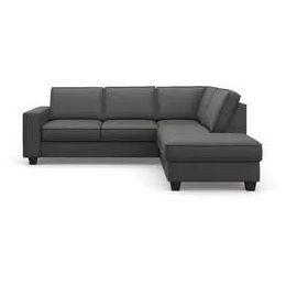 Ecksofa Home Affaire "County L-Form", grau (anthrazit), B:236cm H:81cm T:213cm, Luxus-Microfaser (100% Polyester);Struktur fein (100% Polyester);Luxus-Microfaser weich (9ß% Polyester, 10% Polyamid), Sofas, wahlweise Ottomane links oder rechts, mit Federkern-Polsterung