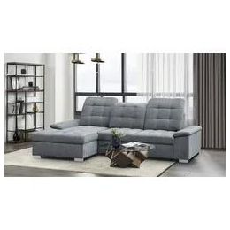 Ecksofa WERK2 "Carmen, mit Bettksten, Sitz- & Rückenheftung, Breite 261 cm, L-Form", grau, B:264cm H:105cm T:170cm, 95% Polyester, 5% Nylon, Sofas, mit Sitztiefenverstellung, Struktur weich, grau