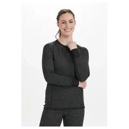 Funktionsshirt WHISTLER "BRANDI", Damen, Gr. 36, schwarz, 45% Wolle, 45% Polyester, 10% Elasthan, meliert, lang, Rundhals, Shirts Funktionsshirt, mit hohem Merinowolle-Anteil