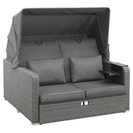 Loungebett Konifera "Sylt", grau, B:146cm H:65cm T:133cm, Sofas, ausziehbares Sofa, Hängetisch, mit klappbarem Dach, Strandkorb