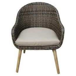 Gartenstuhl Garden Pleasure "PUEBLO", braun (anisbraun, hellbraun), B:65cm H:87cm T:70cm, Kunststoff, Stühle, 2er Set, mit Auflage