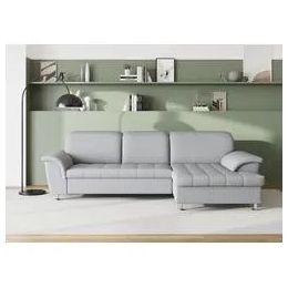 Ecksofa DOMO collection "Franzi Steppung im Sitzbereich B7T/H: 278/162/80 cm, L-Form", silber, B:278cm H:80cm T:171cm, Flachgewebe (100% Polyester);Chenille (100% Polyester), Sofas, wahlweise mit Bettfunktion, Bettkasten und Kopfteilverstellung