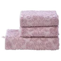 Handtuch Set done. "Provence Ornaments", rosa (altrosa), 3 Stk., Walkfrottier, Walkfrottier, Obermaterial: 100% Baumwolle, Handtücher, Uni-Farben, Ornamente, mit Fransen
