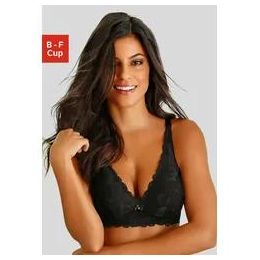 Bralette-BH Lascana "Mably", Damen, Gr. 95, Cup F, schwarz, Spitze, Obermaterial: 83% Polyamid, 11% Elasthan, 6% Polyester, Sexy, BHs BH Spitzenwäsche Spitzen-BH Bralette Bügelloser-BH, ohne Bügel, Dessous