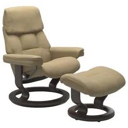 Relaxsessel stressless "Ruby", beige (sand paloma), B:88cm H:99cm T:77cm, Leder BATICK: BATICK ist ein leicht korrigiertes, durchgefärbtes und genarbtes Möbelleder, bei dem die meisten Unebenheiten und Spuren in der Regel entfernt wurden.;Leder PALOMA: PALOMA ist ein durchgefärbtes Semianilin-Möbelleder mit natürlicher Narbung., Sessel, mit Classic Base, Größe L, Gestell Eiche, Wenge, Braun & Schw