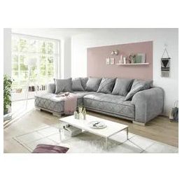 Ecksofa ED EXCITING DESIGN "Sentina L-Form", grau, B:319cm H:73cm T:194cm, 100% Polyester, Sofas, mit Rückenkissen, Topseller