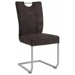 Freischwinger Niehoff SITZMÖBEL "Pia", braun (braun, silberfarben), B:46cm H:99cm T:56cm, Edelstahl, Stühle, Gestell Edelstahl gebürstet