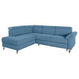 Sit & More Ecksofa SIT & MORE "Arngast L-Form", blau (hellblau), B:245cm H:84cm T:194cm, Sofas, inklusive Kopfteilverstellung und Federkern