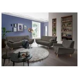 Polstergarnitur Home Affaire "Basta", braun (braun,), H:80cm T:82cm, 100% Polyester, Sitzmöbel-Sets, Komfortable Wellenunterfederung