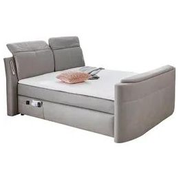 Jockenhöfer Boxspringbett JOCKENHÖFER GRUPPE "Movie Star in der Größe 180x200cm", grau (hellgrau 333, 19), B:206cm L:258cm, Bezug Bett: Microfaser (100% Polyester);Topper und Matratzenspiegel: 100% Polyester, Komplettbetten, Boxspringbett, mit versenkbarem TV-Lift und Fernbedienung, verstellbare Kopfstützen, Topseller