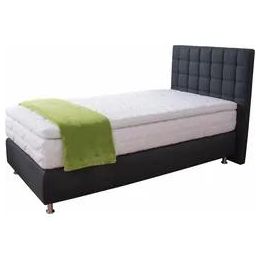 Boxspringbett, grau (anthrazit), B:115cm L:210cm, Microvelours (100% Polyester);Strukturstoff (77% Polyester und 23% Viskose);Bonnell-Federkern-Matratzenbezug: 100% Polyester;Kaltschaum-Matratzenbezug: Frottee 100% Polyester, Westfalia Schlafkomfort, Komplettbetten, Boxspringbett