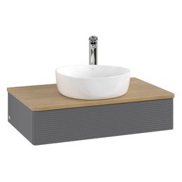 Villeroy & Boch Villeroy & Boch Antao Waschbeckenunterschrank, 80 x 19 cm, 1 Auszug, Front mit Struktur, mit Hahnloch