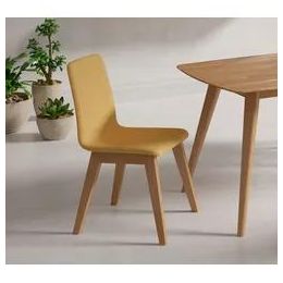 Stuhl Inosign "Sandy", gelb (gelb, buche), B:47cm H:88cm T:56cm, Polyester, Stühle, Polsterstuhl Esszimmerstuhl 4-Fuß-Stuhl, mit verschiedenen Stuhlbeinfarben und Farbvarianten, Sitzhöhe 47 cm