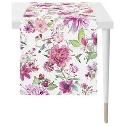 Tischläufer Apelt "7305 SUMMERTIME, Sommerdeko, Sommer", bunt (weiß, rosa, grün, natur), B:48cm L:140cm, Baumwolle, Tischdecken, Digitaldruck