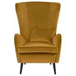 Sessel Home Affaire "Sallito, TV-Sessel, Ohrensessel mit", gold, B:76cm H:109cm T:85cm, Struktur Hahnentritt (67% Polypropylen, 33% Polyester);Samtoptik (100% Polyester);Fellimitat (100% Polyester);Samtcord (92% Polyester, 8% Polyamid);Struktur (100% Polyester);Struktur fein (100% Polyester), Sessel, Sessel mit Hocker Ohrensessel mit Hocker, Hocker, in vielen Bezugsqualitäten, auch in Samtcord