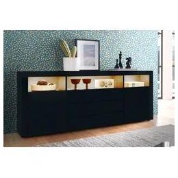 borchardt Möbel Sideboard BORCHARDT MÖBEL "Santa Fe", schwarz (schwarz matt mit perlstruktur), B:166cm H:72cm T:35cm, Holzwerkstoff, Spanplatte, Sideboards, Breite 166 cm