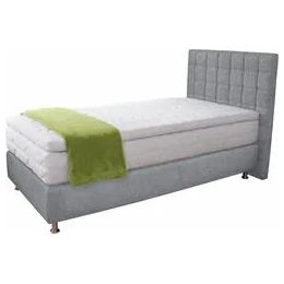 Boxspringbett, grau, B:115cm L:210cm, Microvelours (100% Polyester);Strukturstoff (77% Polyester und 23% Viskose);Bonnell-Federkern-Matratzenbezug: 100% Polyester;Kaltschaum-Matratzenbezug: Frottee 100% Polyester, Westfalia Schlafkomfort, Komplettbetten, Boxspringbett